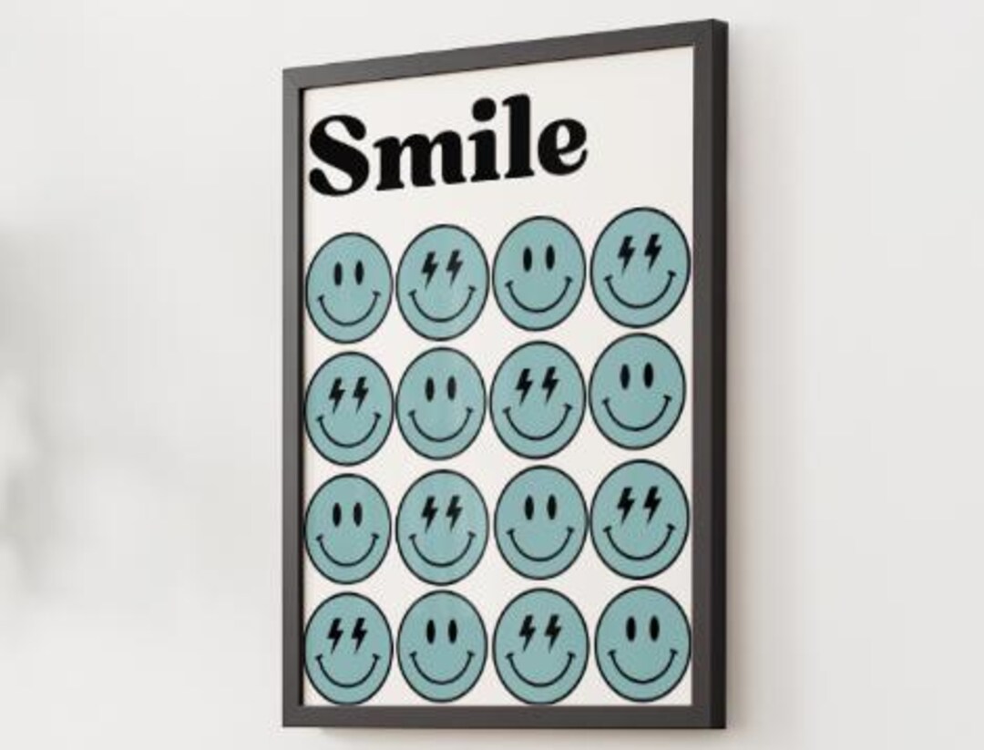 Smile Collage Wall Art- Retro Boy Digital Download Printable Art - Etsy