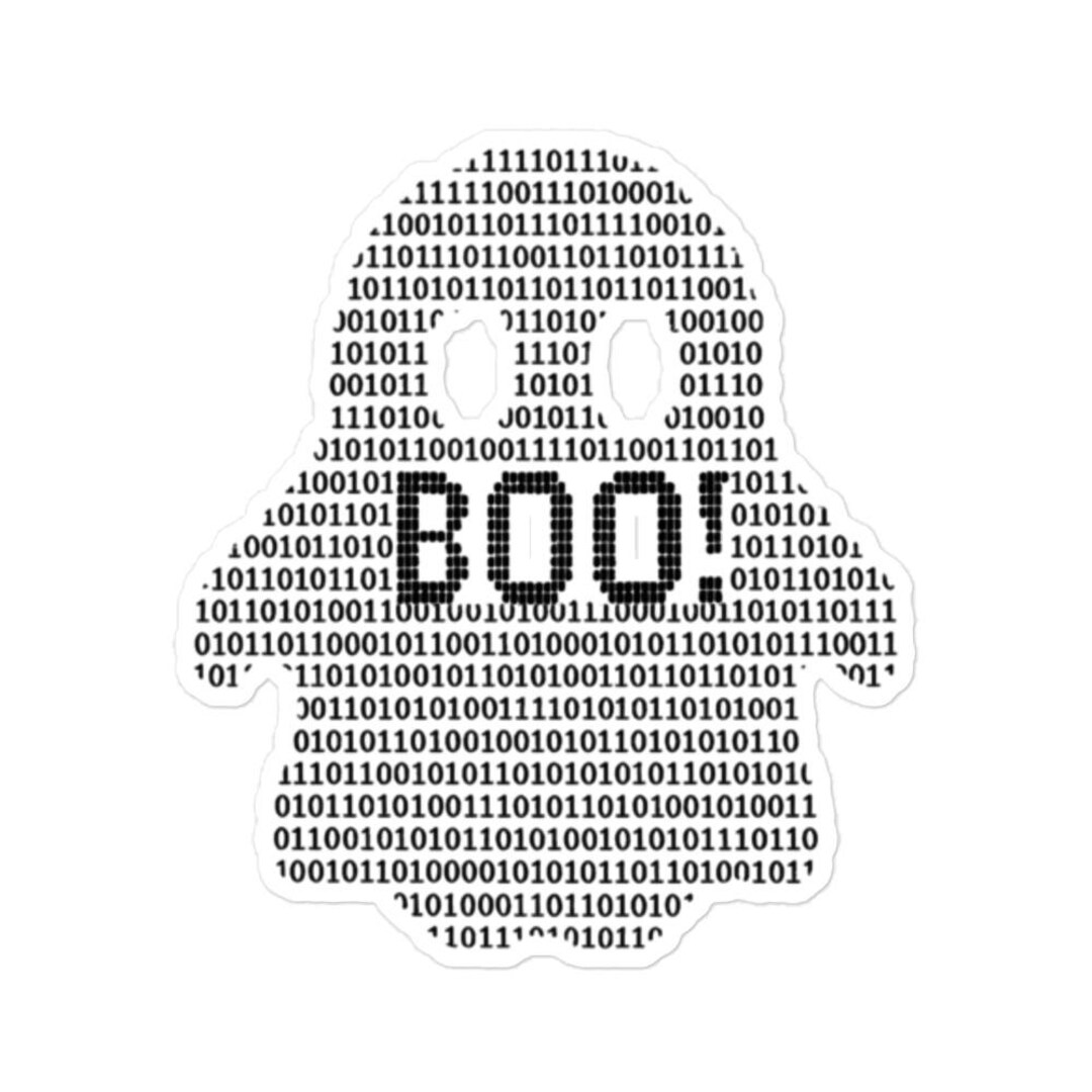 Binary Boo Ghost Sticker: Tech Halloween Treat, Party Favor - Etsy