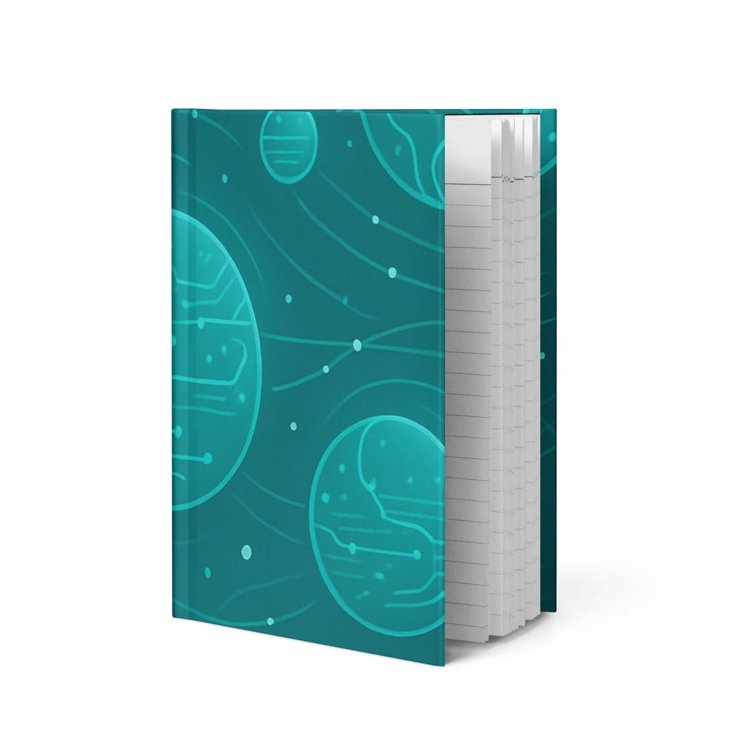 Digital Space Hardcover Notebook – Futuristic Planet & Circuit Design ...