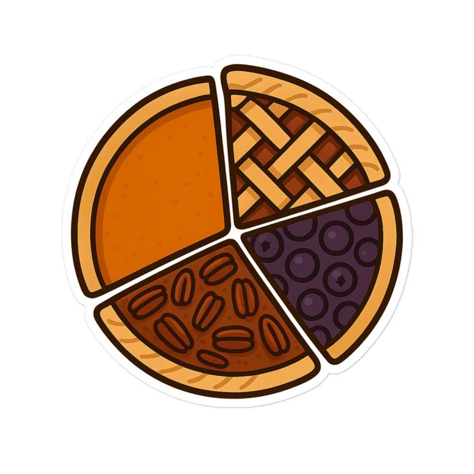 Thanksgiving Pie Chart Sticker: Pumpkin, Apple, Pecan, Blueberry - Etsy