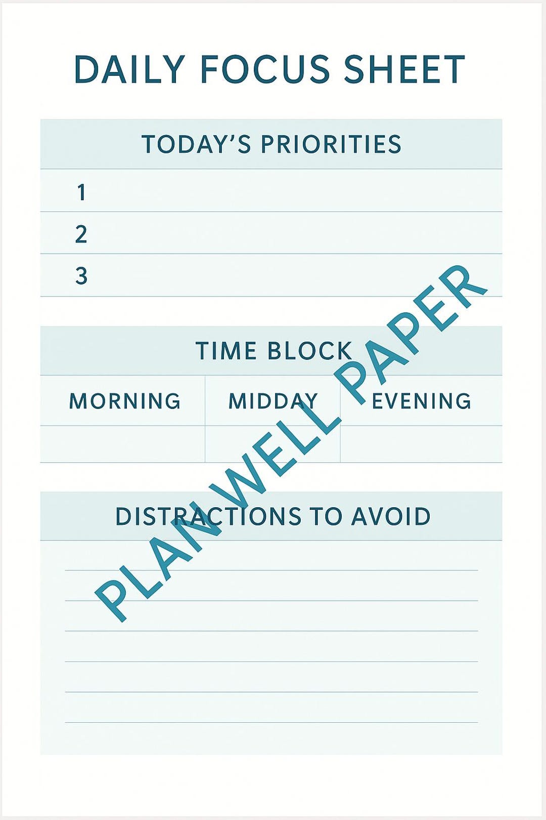 ADHD Daily Planner Printable | Focus Sheet PDF | Canva Template for ...