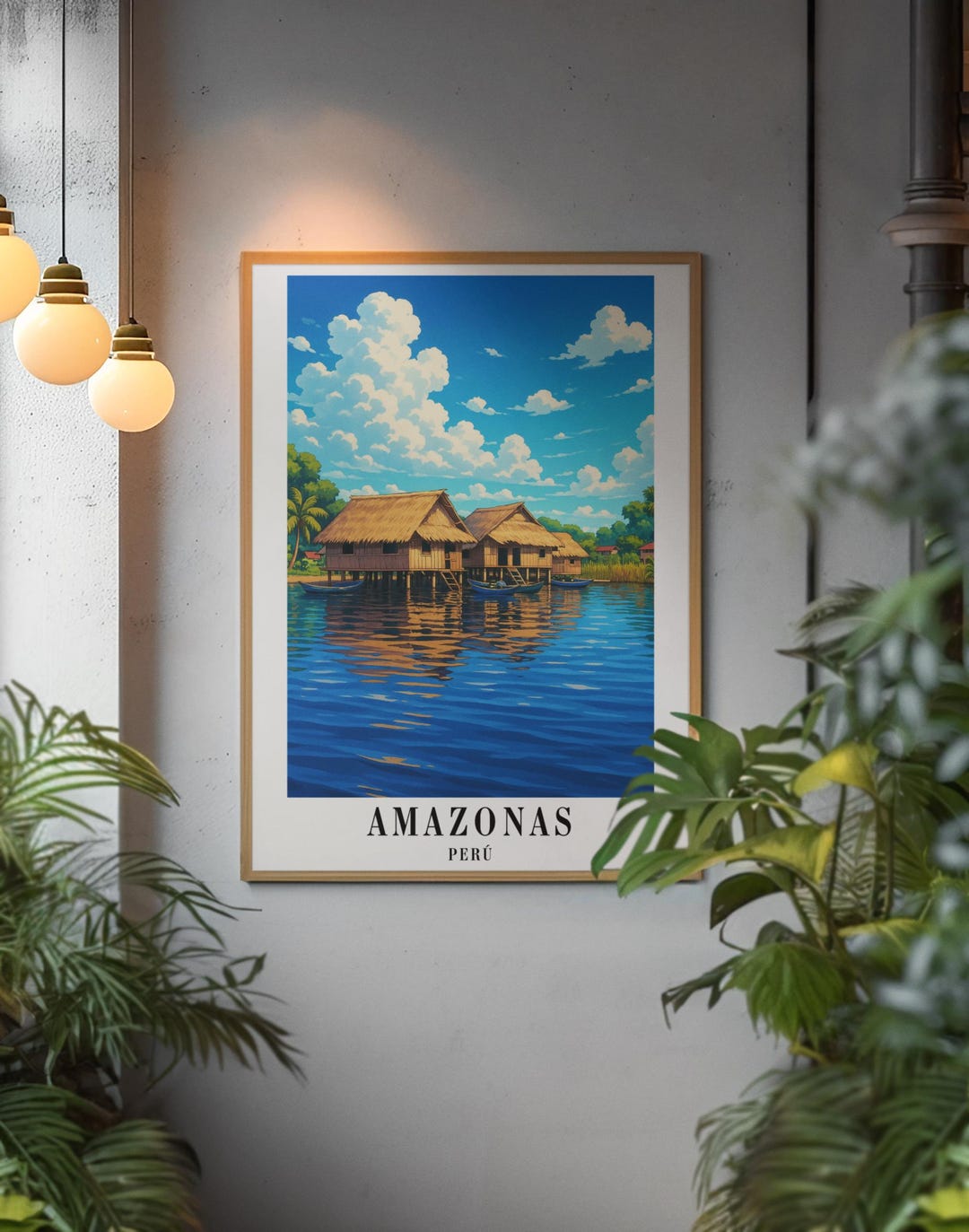 Amazonas Peru Travel Poster | Floating Village Wall Art | Vibrant Matte ...
