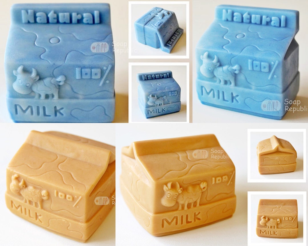 1. Half Side Shaped Milk Box 2. Full Size 3D Milk Box Silicone Soap ...