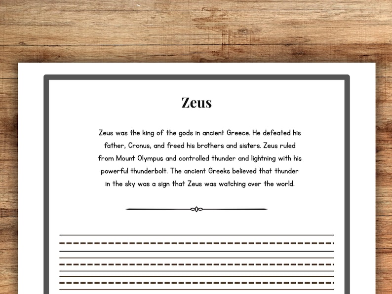 Greek Gods and Goddesses Print Copywork Workbook | Manuscript ...