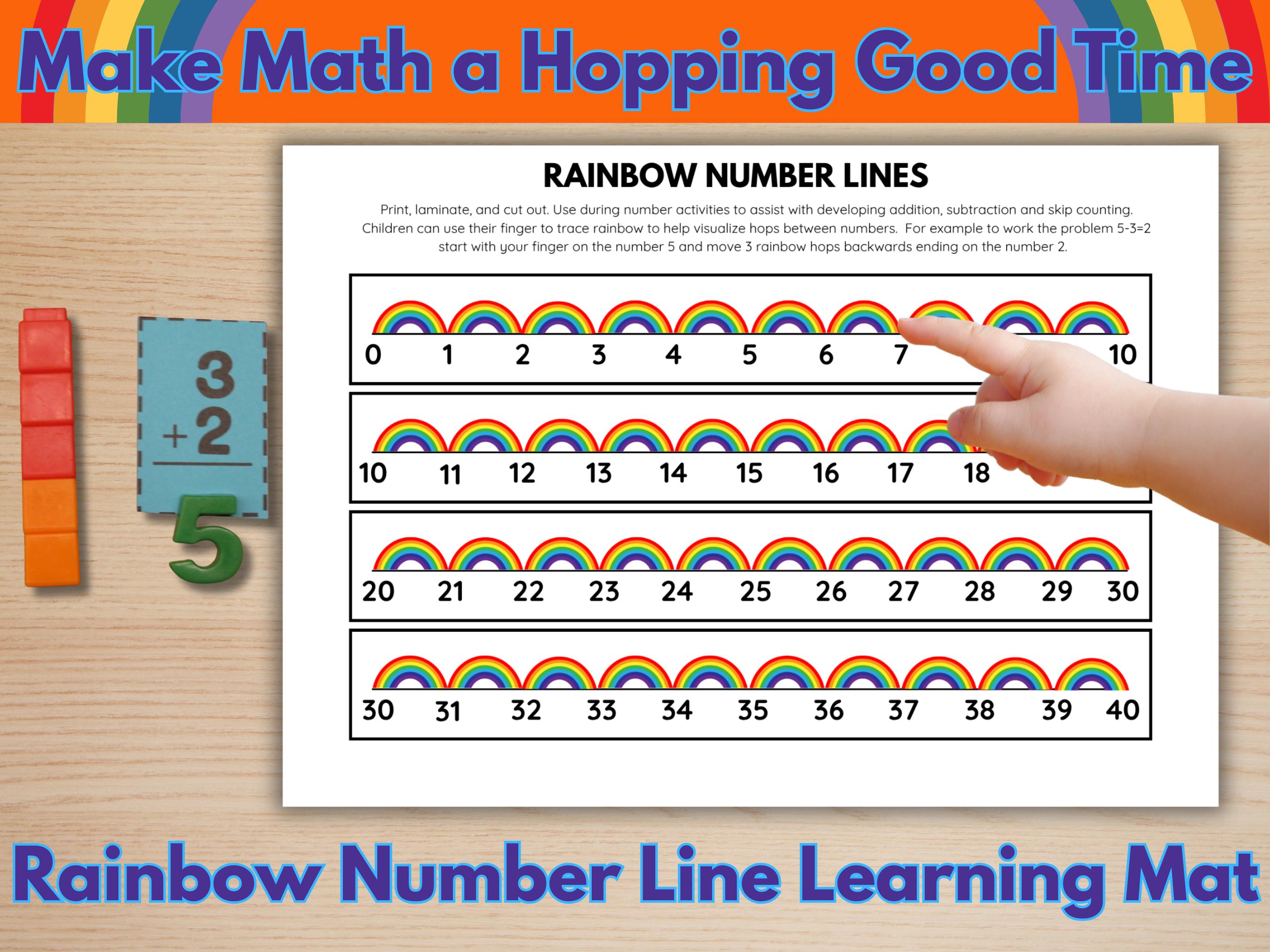 Rainbow Number Line Printable: Math Addition, Subtraction Visual Aid - Etsy