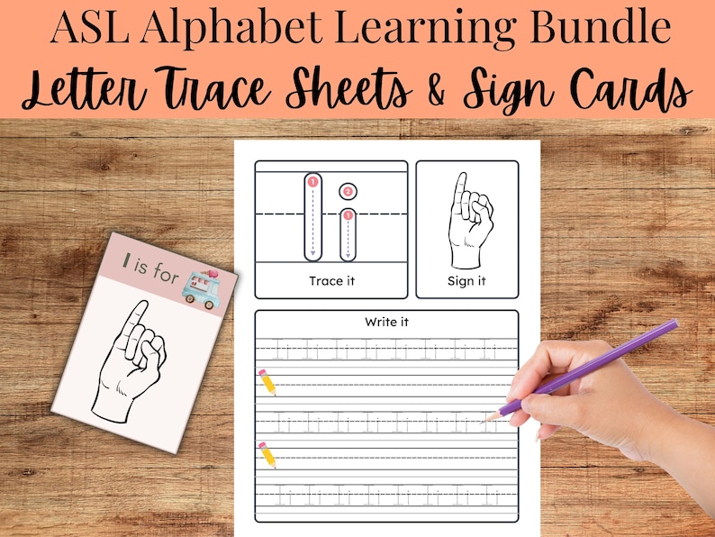 ASL Alphabet Flashcards & Tracing Worksheets | Preschool Learning ...
