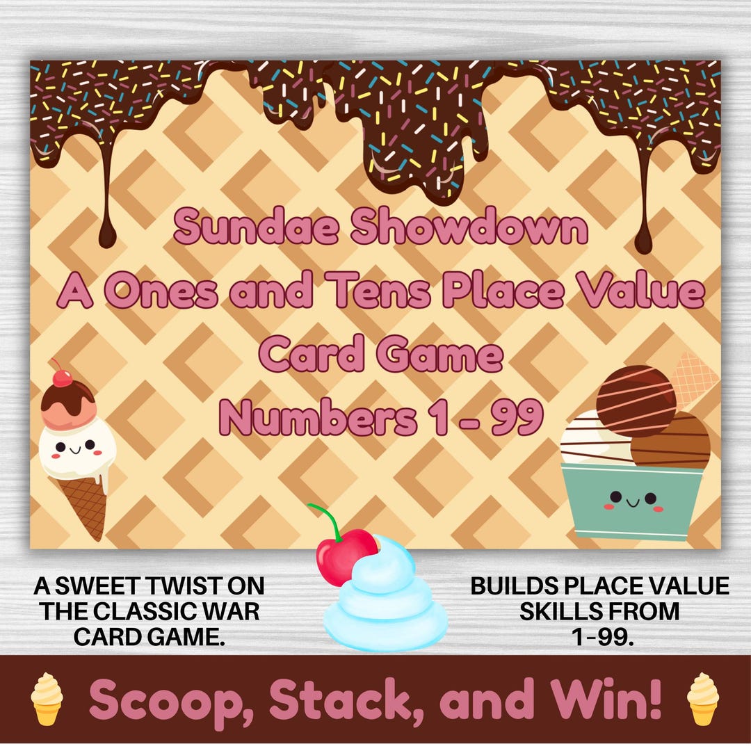 Ice Cream Math Card Game: Sundae Showdown Place Value (PDF Download) - Etsy