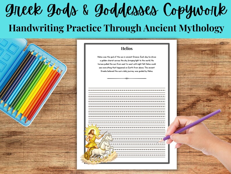 Greek Gods and Goddesses Print Copywork Workbook | Manuscript ...