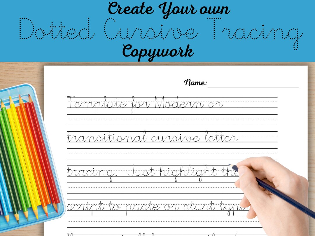 Editable Cursive Tracing Worksheet Template Create Your Own Dotted ...