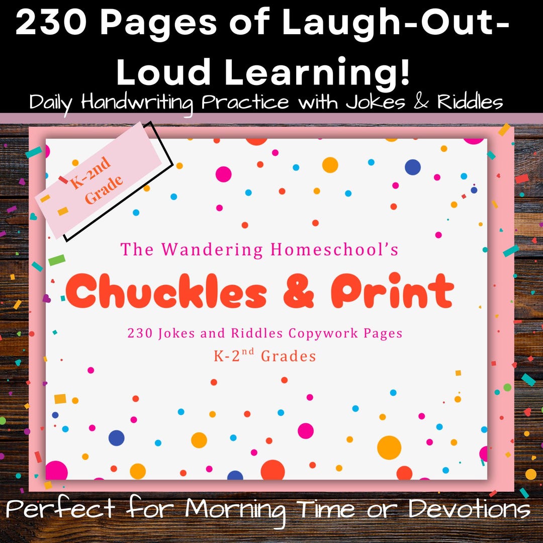 Chuckles & Print Jokes and Riddles Print Copywork Workbook for K-2nd ...