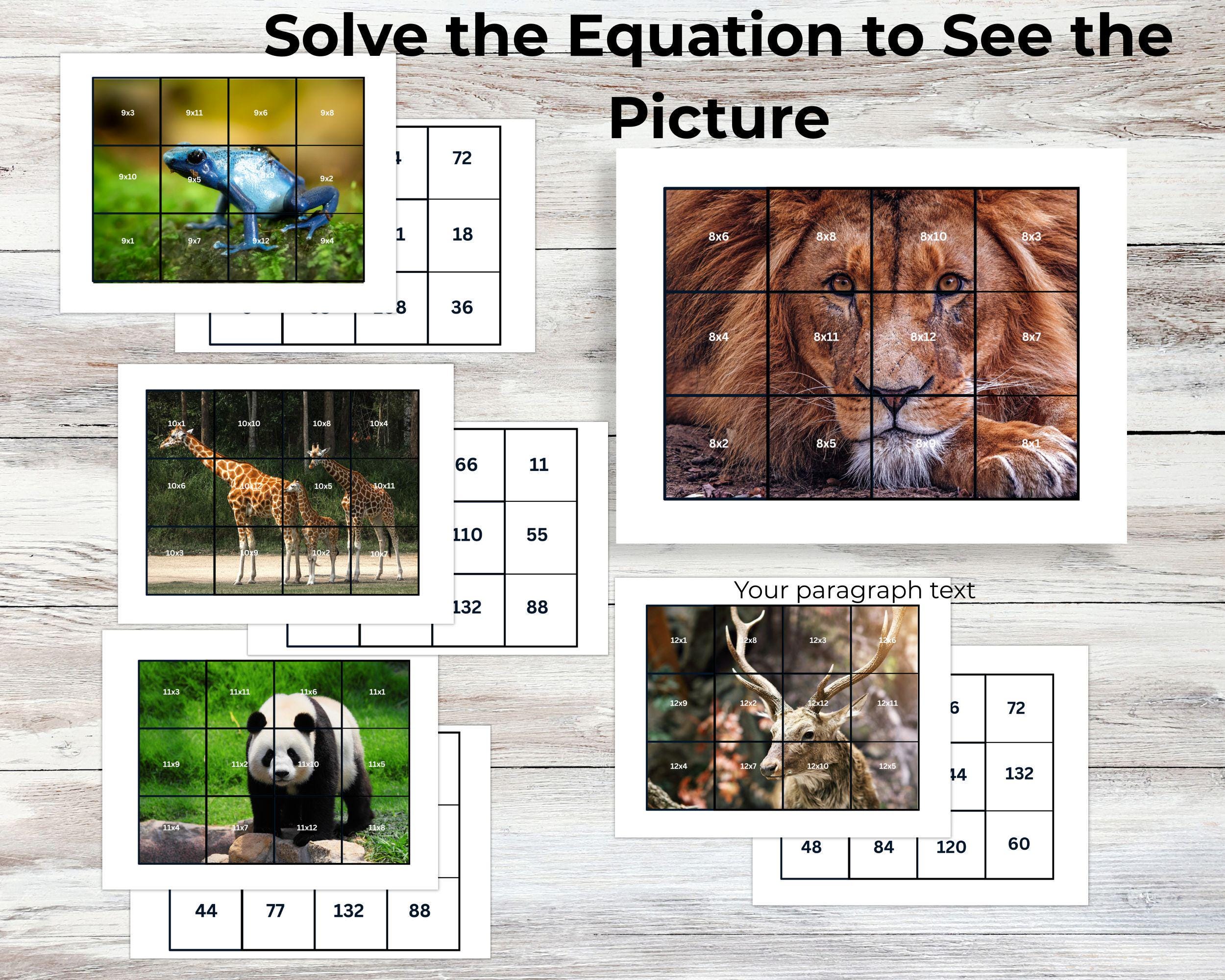 Wild Times Tables: Self-checking Multiplication Puzzles (facts 2–12) - Etsy
