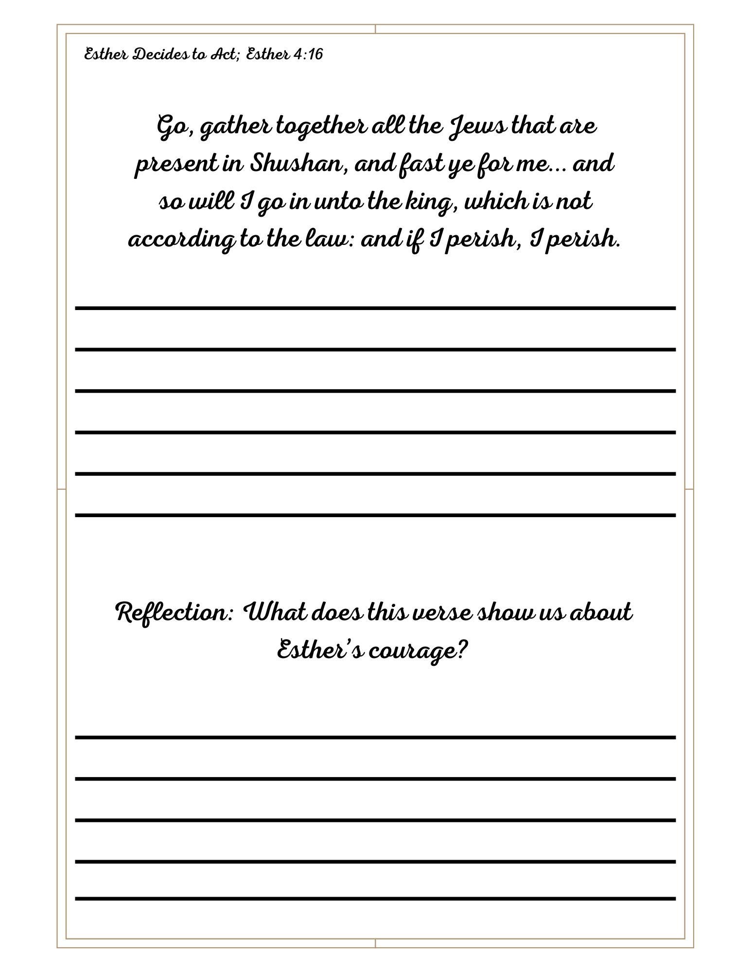 The Life of Esther Copywork | KJV Bible Verses for Girls | Cursive ...