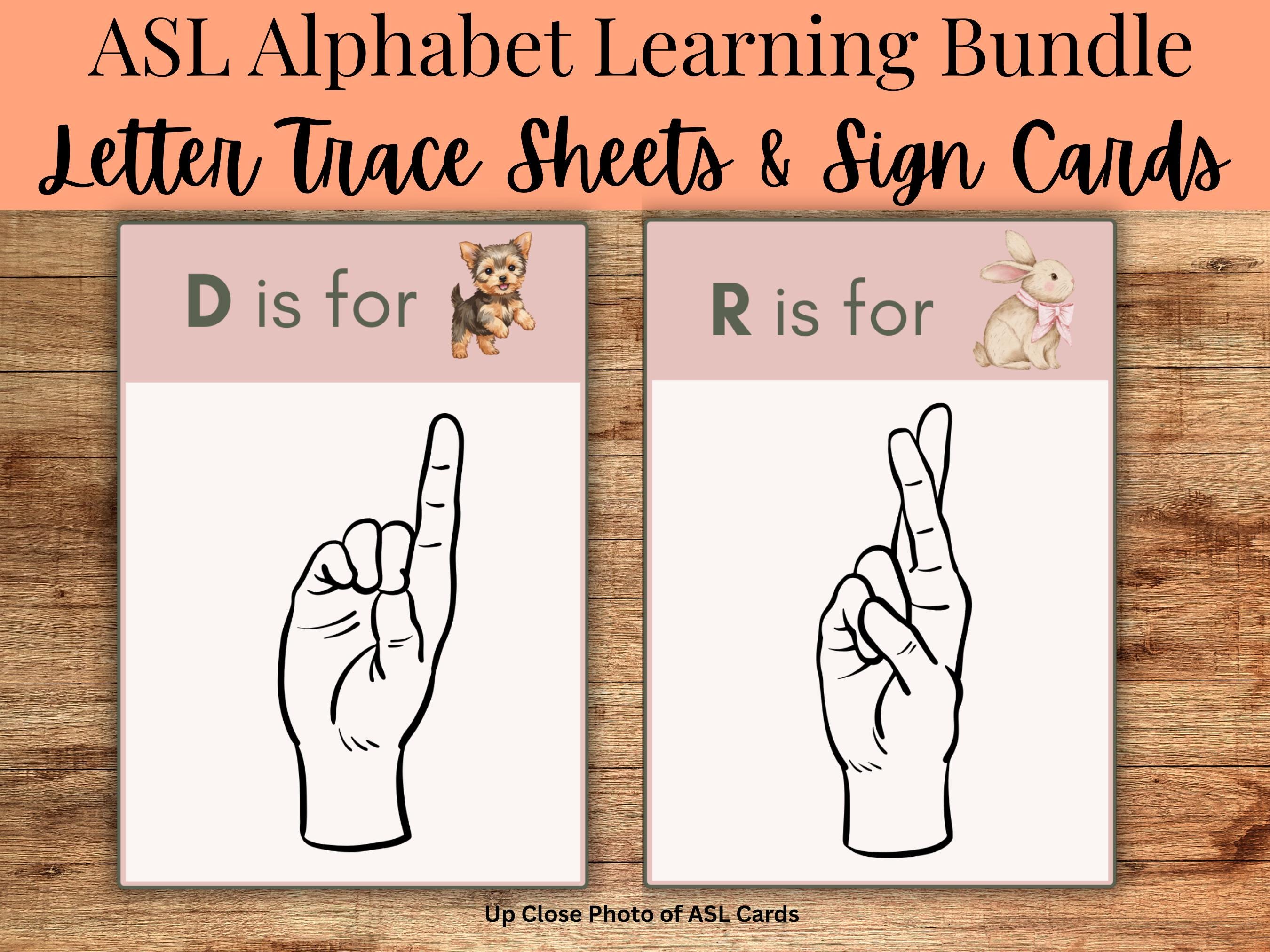 ASL Alphabet Flashcards & Tracing Worksheets | Preschool Learning ...