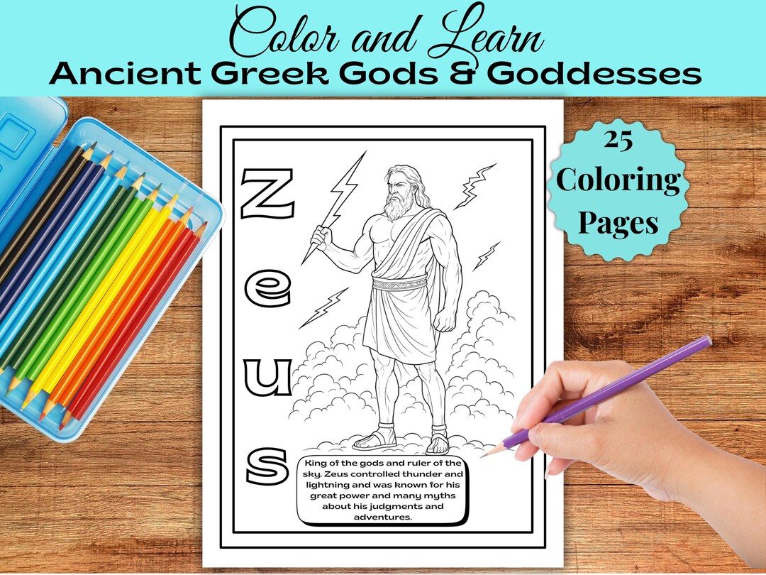 Greek Mythology Coloring Book for Kids: 25 Gods & Goddesses (PDF) - Etsy UK