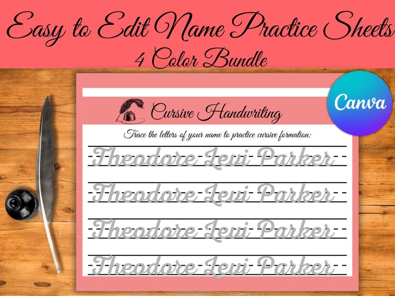 Editable Cursive Name Tracing Worksheet: Canva Template (homeschool ...