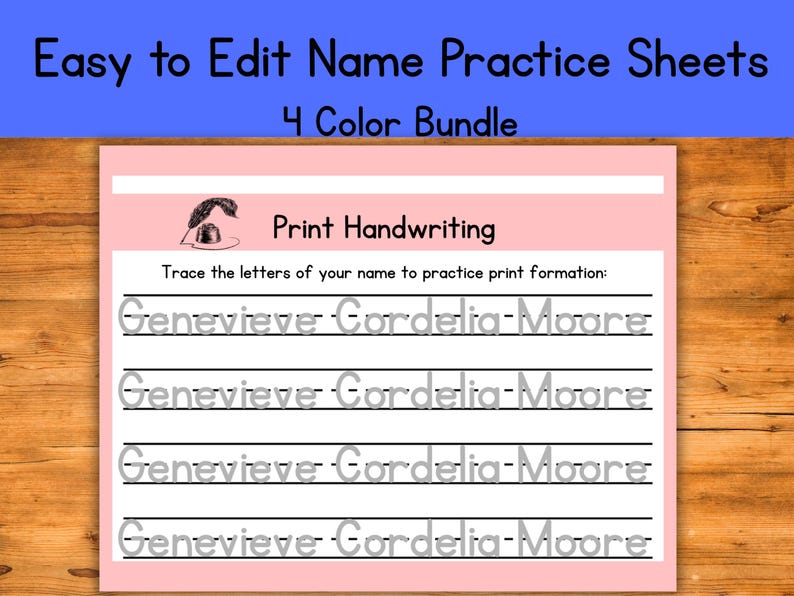 Editable Name Tracing Worksheet Bundle: Gray Line Handwriting Practice ...