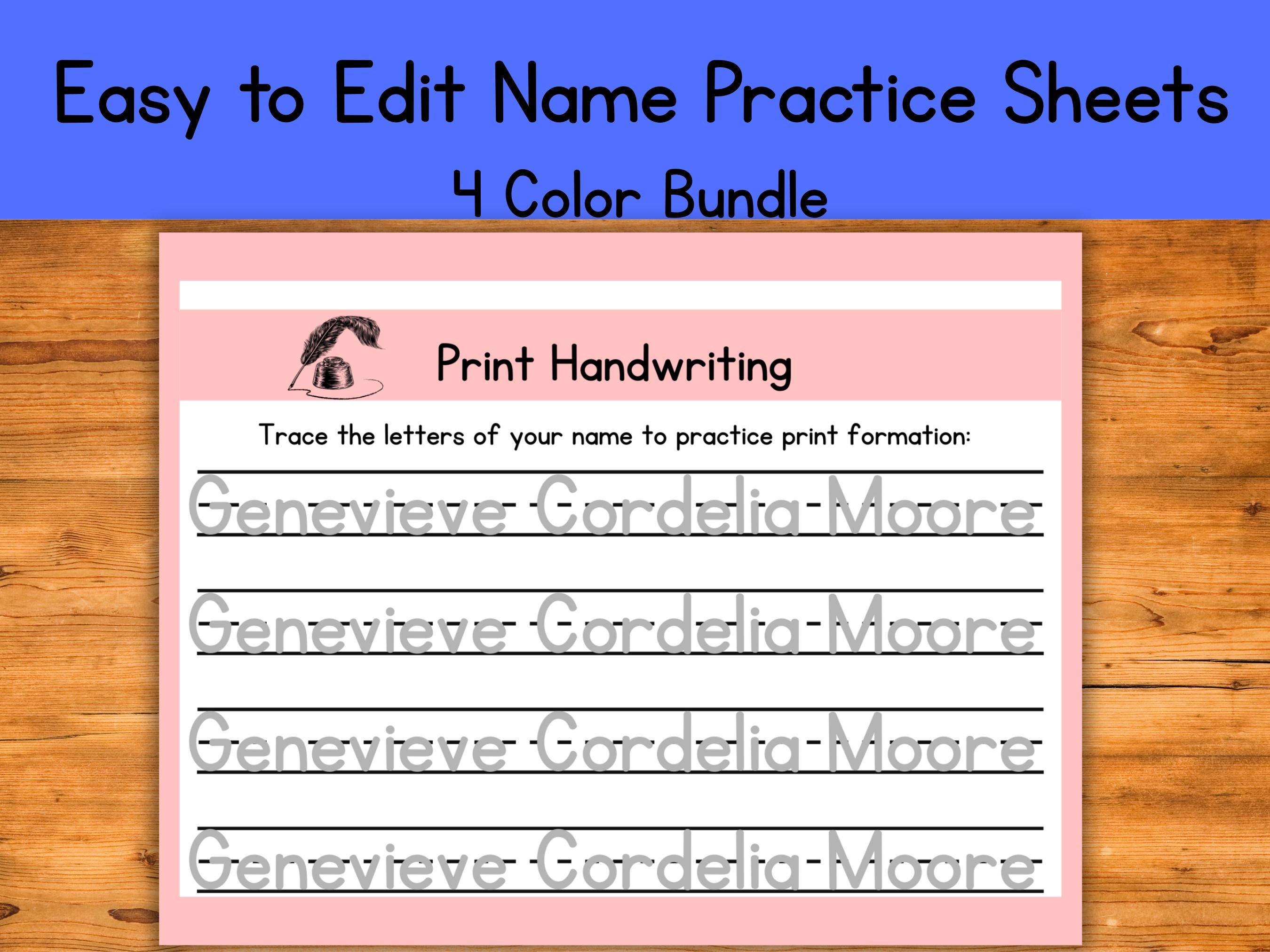 Editable Name Tracing Worksheet Bundle: Gray Line Handwriting Practice ...
