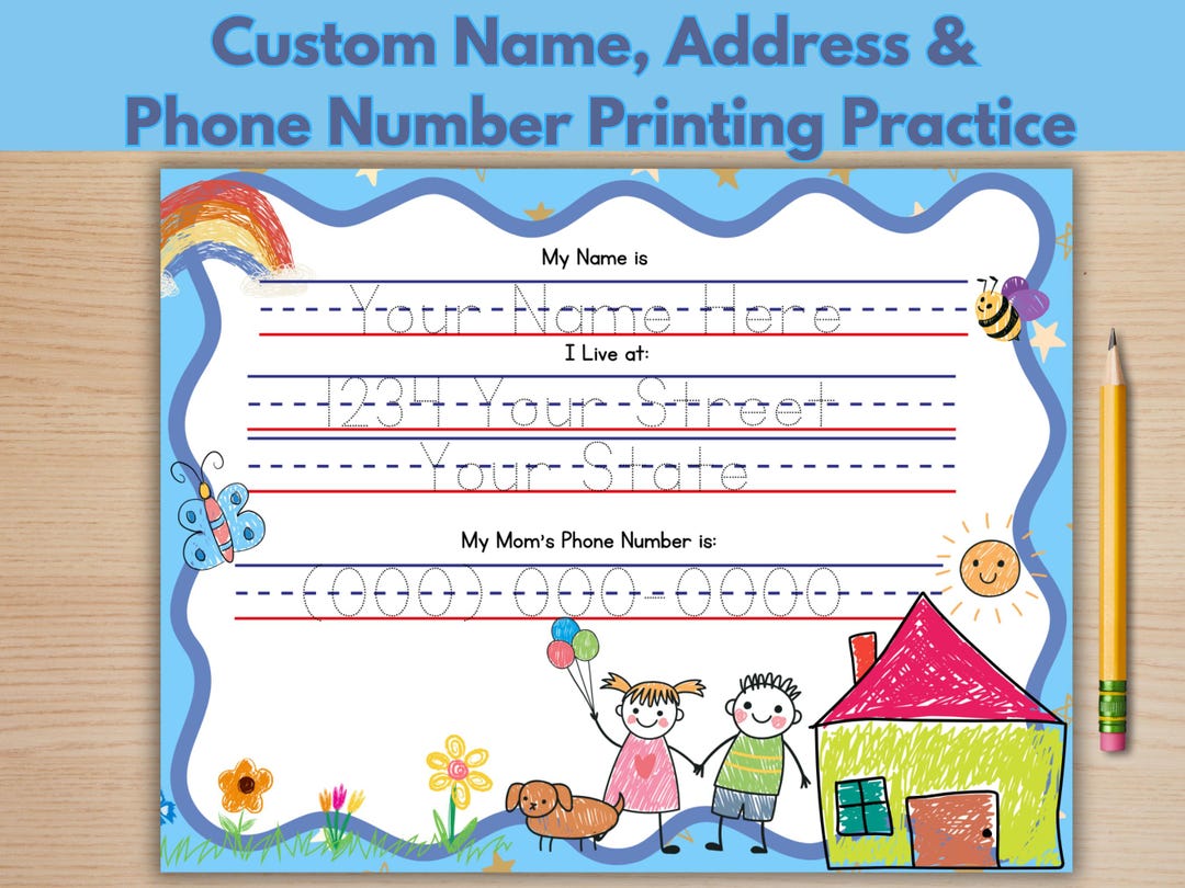 Editable Preschool Name, Address, and Phone Number Tracing Worksheet ...