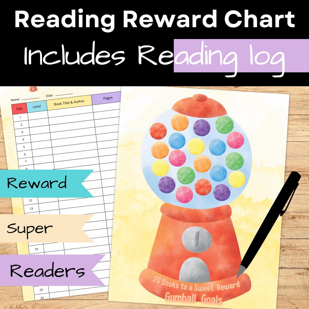 Sweet Reads: Gumball Reading Reward Chart & Book Log Bundle - Etsy