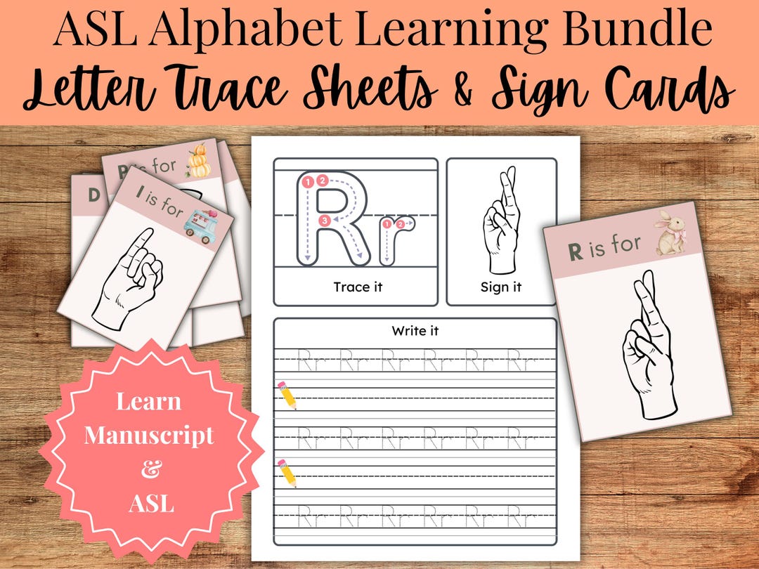 ASL Alphabet Flashcards & Tracing Worksheets | Preschool Learning ...