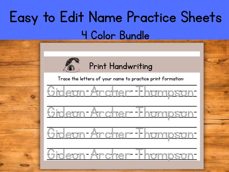 Editable Name Tracing Worksheet Bundle: Gray Line Handwriting Practice ...