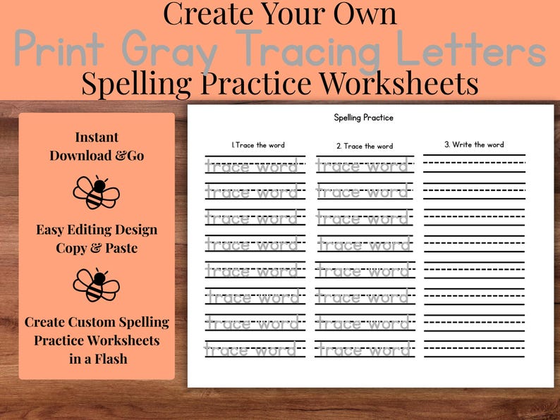 Editable Spelling Practice Worksheet: Canva Template for Kids ...