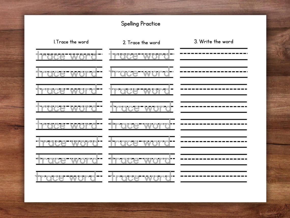 Editable Spelling Practice Worksheet: Canva Template for Kids ...