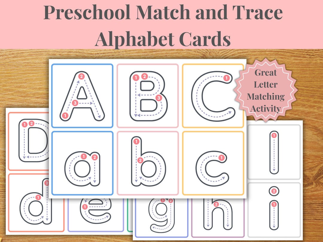 Alphabet Tracing and Matching Cards for Preschool | Uppercase ...