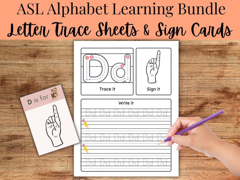 ASL Alphabet Flashcards & Tracing Worksheets | Preschool Learning ...