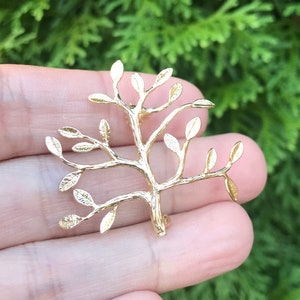 Gold Family Tree Brooch, Birthstone Jewelry, Personalized Gift for Mom ...