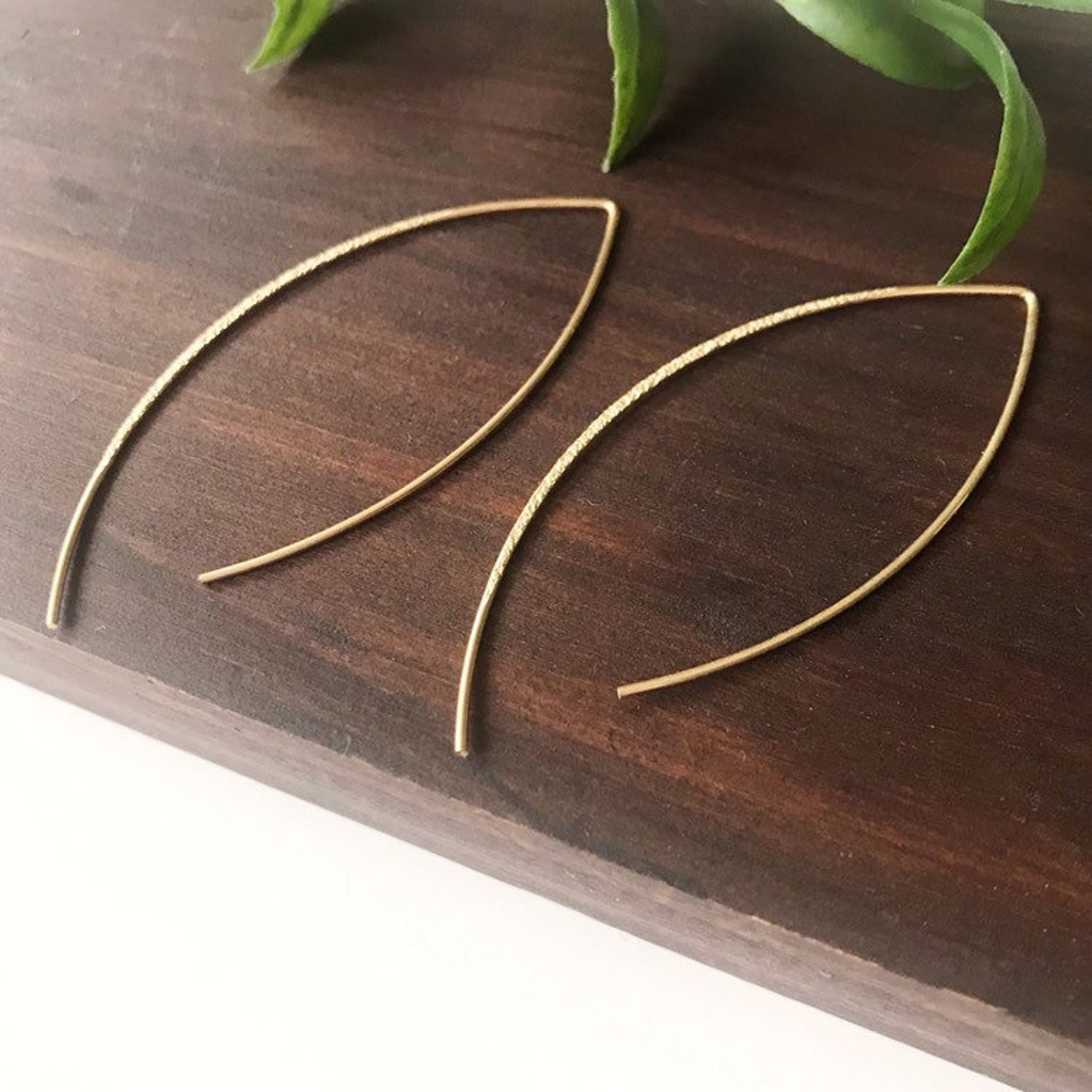 Gold Threader Earrings Minimalist Pull Through Earrings Open - Etsy