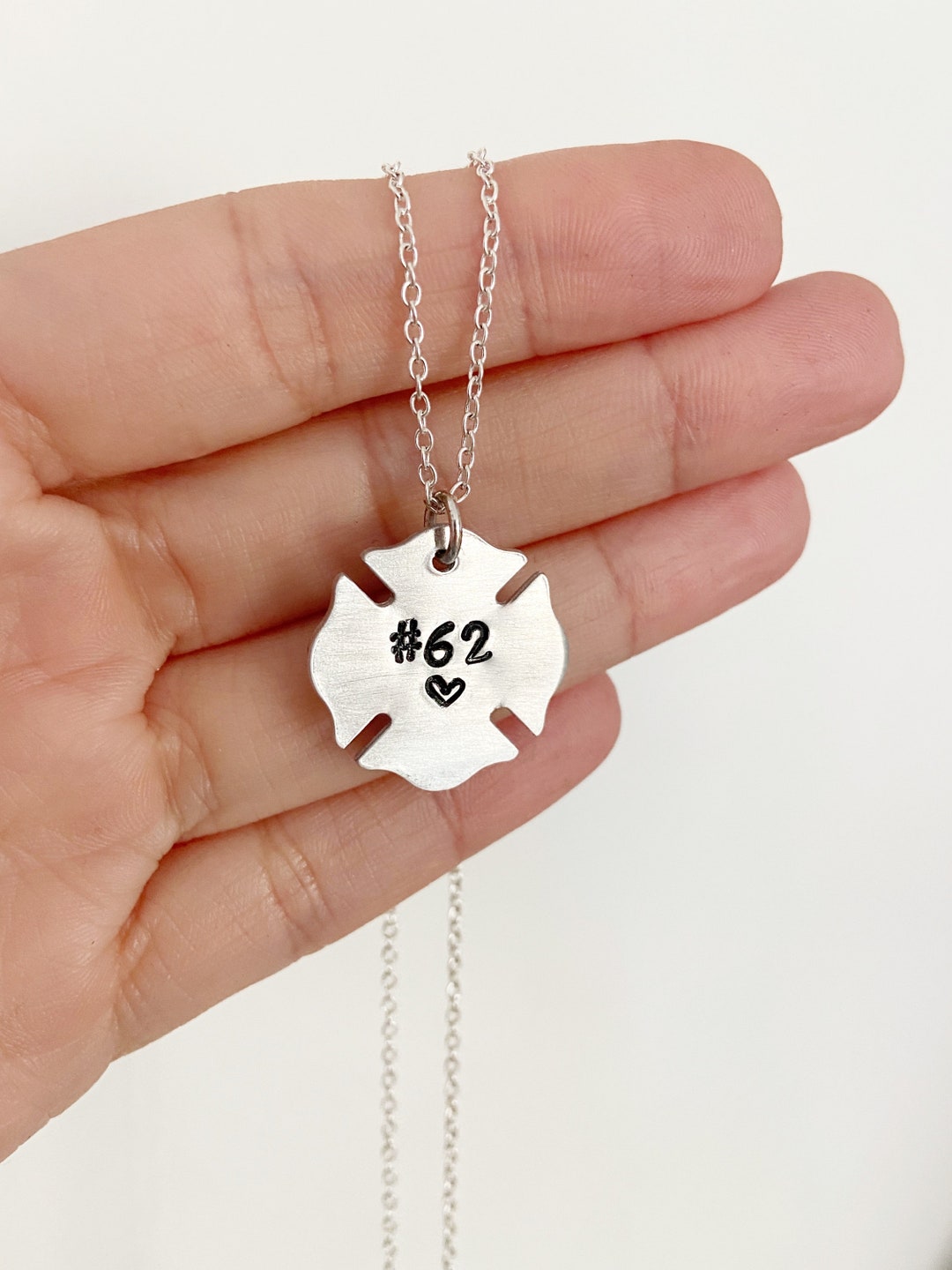 Firefighter Necklace, Custom Badge Number Maltese Cross, First ...