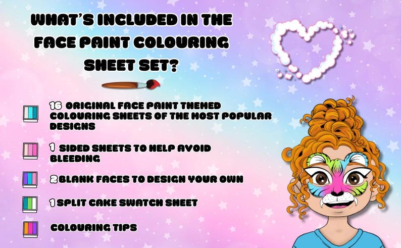 Printable Face Paint Colouring Pages - Animal Edition Full Set ...