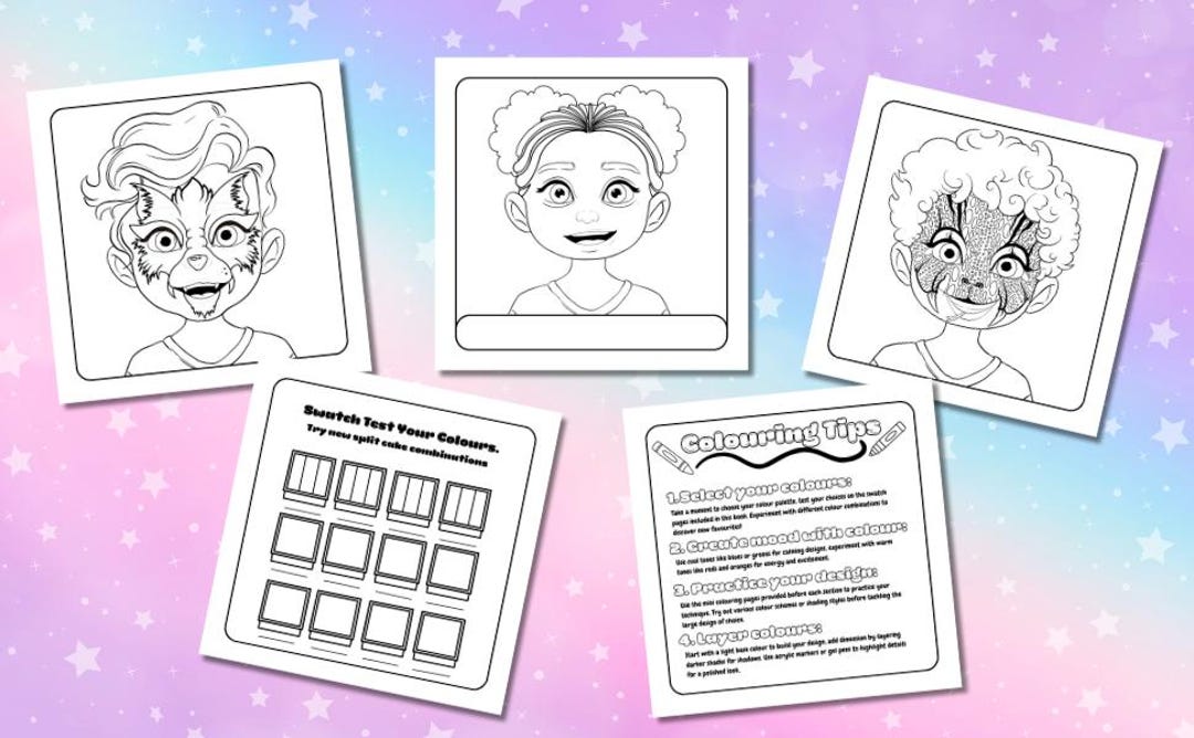 Printable Face Paint Colouring Pages - Animal Edition Full Set ...
