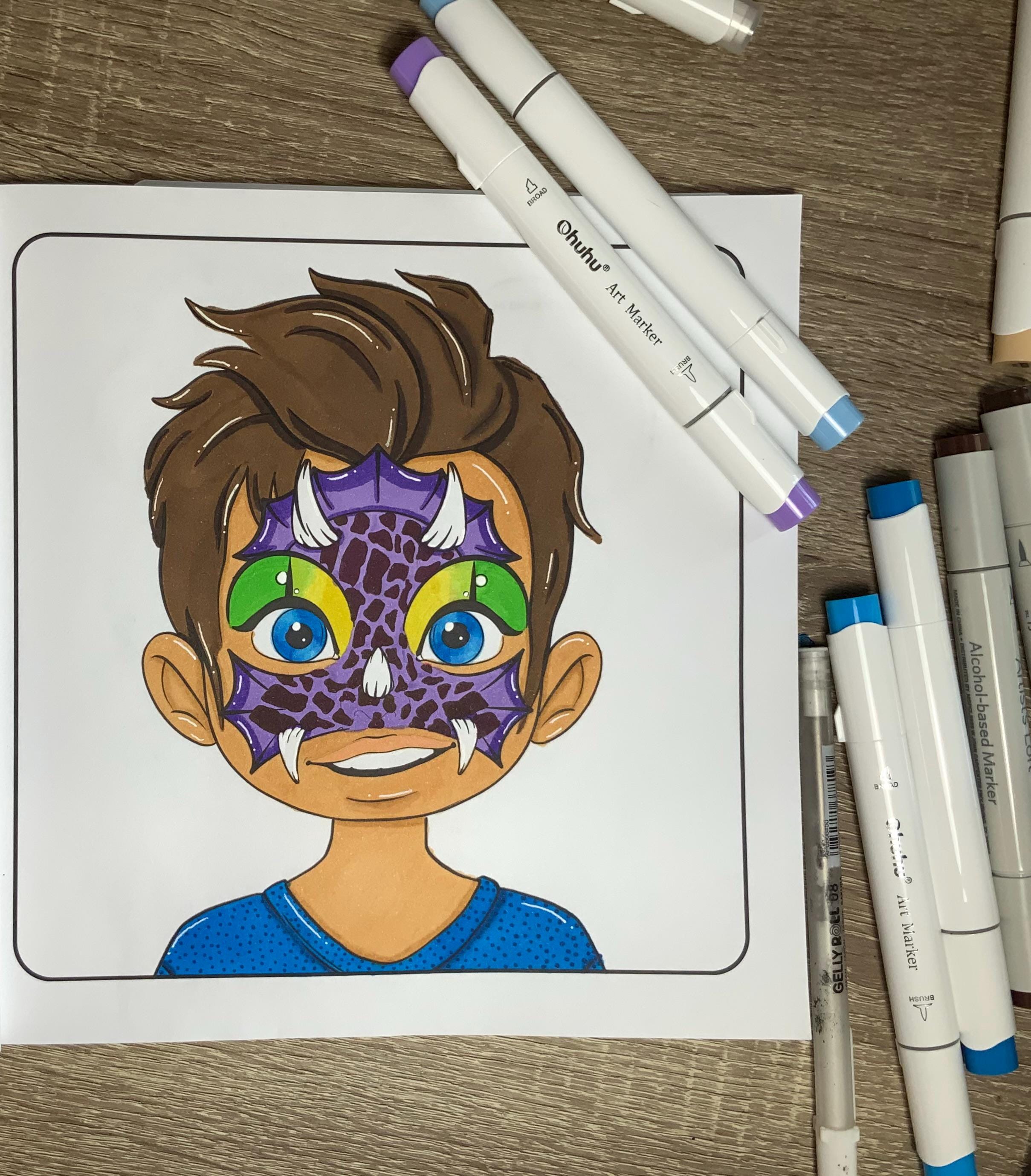 Printable Face Paint Colouring Pages - Popular Designs 5 Pack - Instant ...