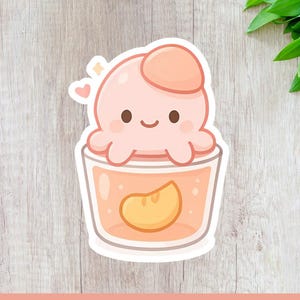 Kawaii Jello Squid Sticker Sheet | Cute Dessert Squid Characters in ...