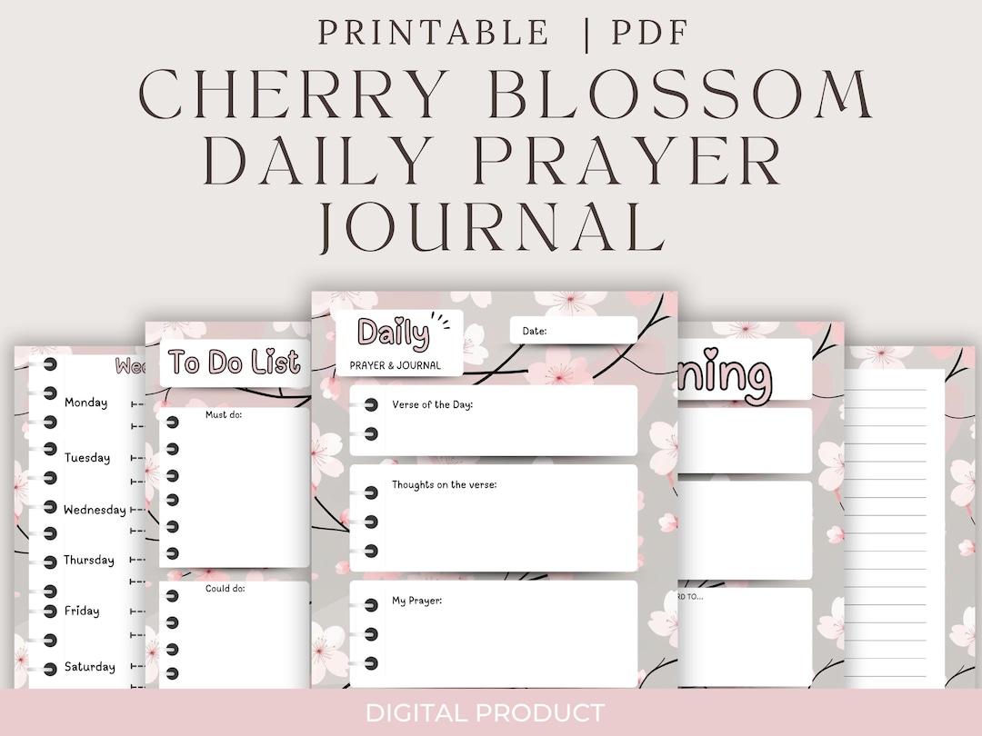 Cherry Blossom Daily Prayer Journal | Printable Faith Planner With To ...