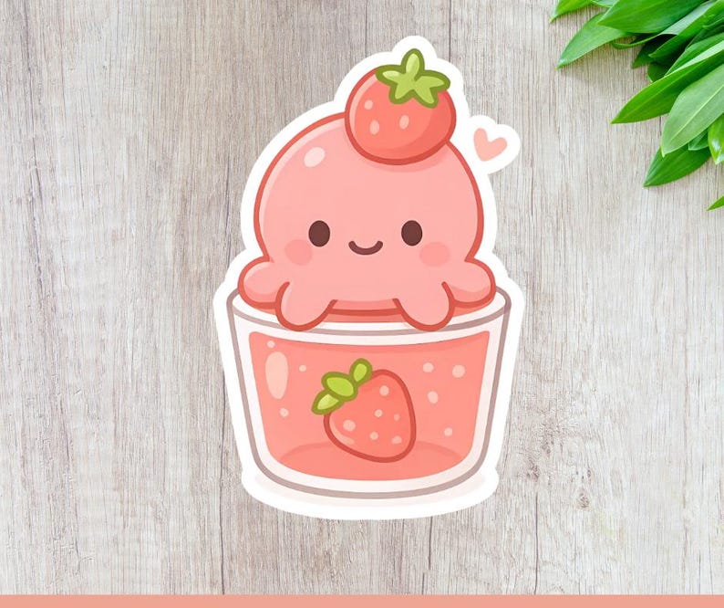 Kawaii Jello Squid Sticker Sheet | Cute Dessert Squid Characters in ...