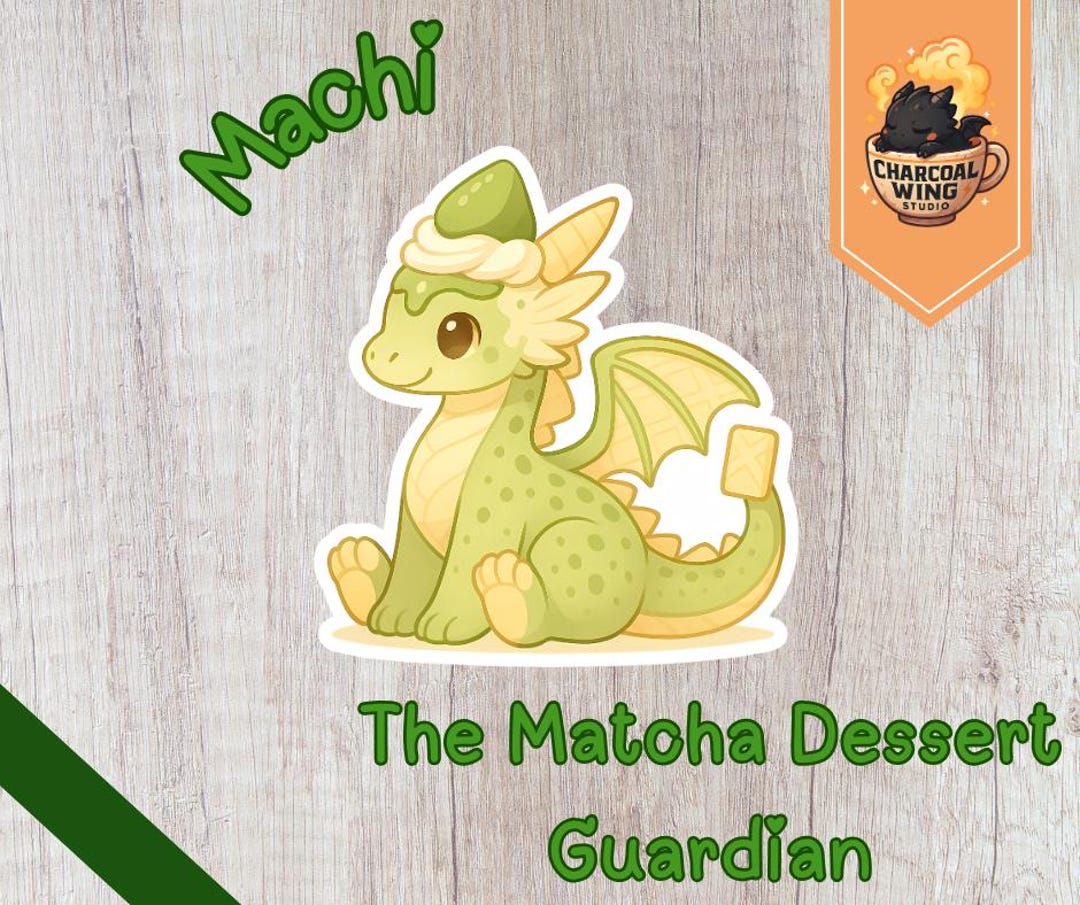 Machi the Matcha Dragon Sticker – Kawaii Green Tea Dessert Dragon ...