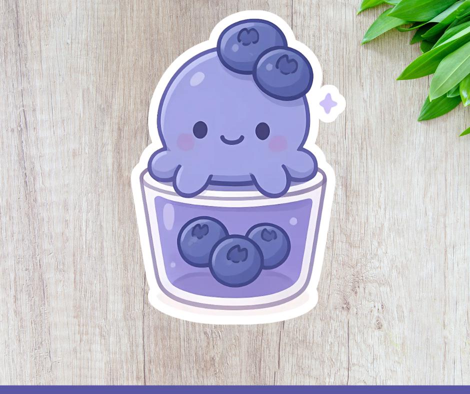 Kawaii Jello Squid Sticker Sheet | Cute Dessert Squid Characters in ...