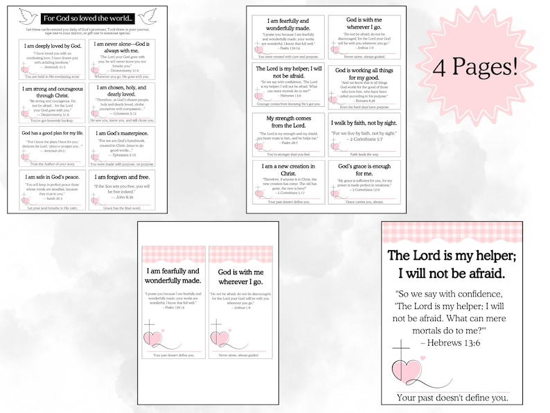 Scripture Affirmation Cards – Printable Christian Encouragement Cards ...