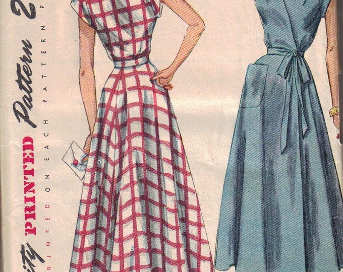 Simplicity 1407 Misses Wrap Around House Dress and Coat 1949 Size 14 ...