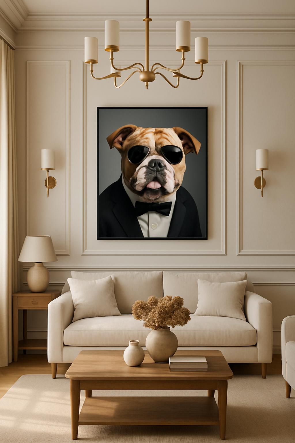 Cool Bulldog Wall Art – Funny Dog in Tuxedo With Sunglasses, Dapper Pet ...