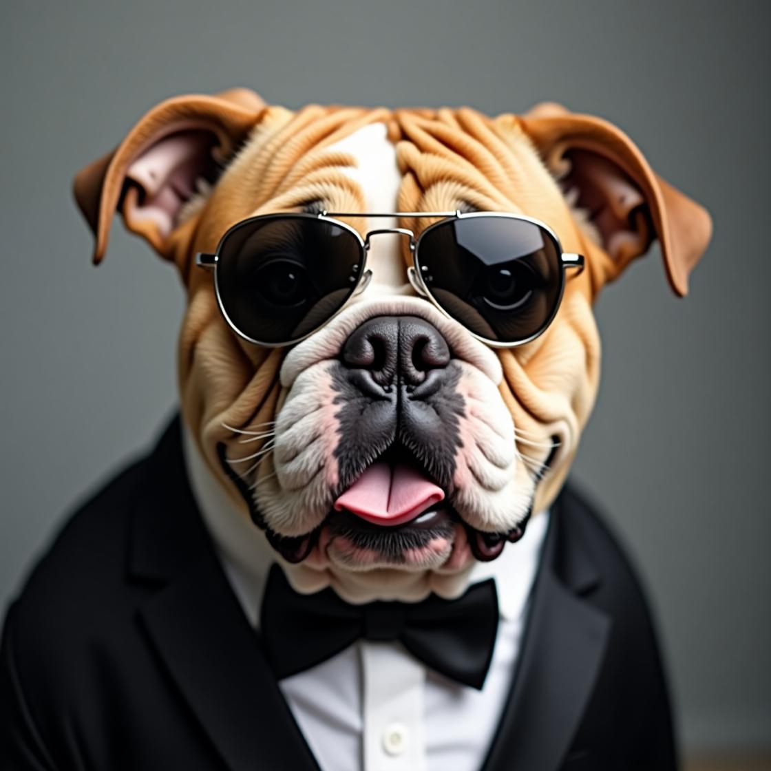 Cool Bulldog Wall Art – Funny Dog in Tuxedo With Sunglasses, Dapper Pet ...