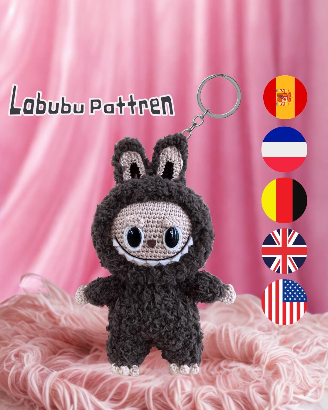 Labubu Crochet Pattern (PDF) / Amigurumi / Bag Charm – Keychain Size ...