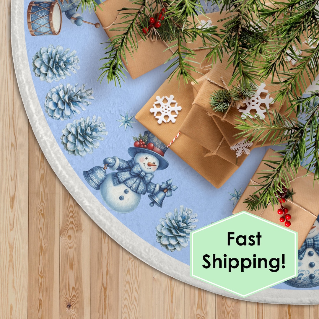 Blue Snowmen Christmas Tree Skirt - Etsy