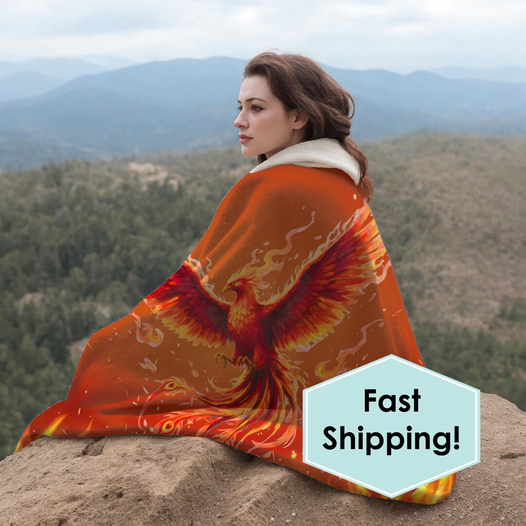 Phoenix Hooded Sherpa Fleece Blanket, Stay Warm While Lounging on the ...
