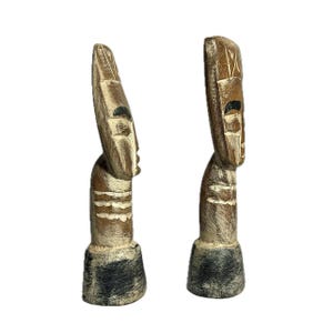 African Akuaba Fertility Doll Pair, Vintage Ashanti Carved Wood Figures ...