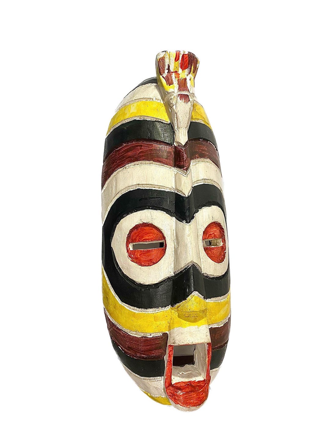 Congo Tribal Mask, Striped African Wall Decor, Hand-carved Wood Art ...