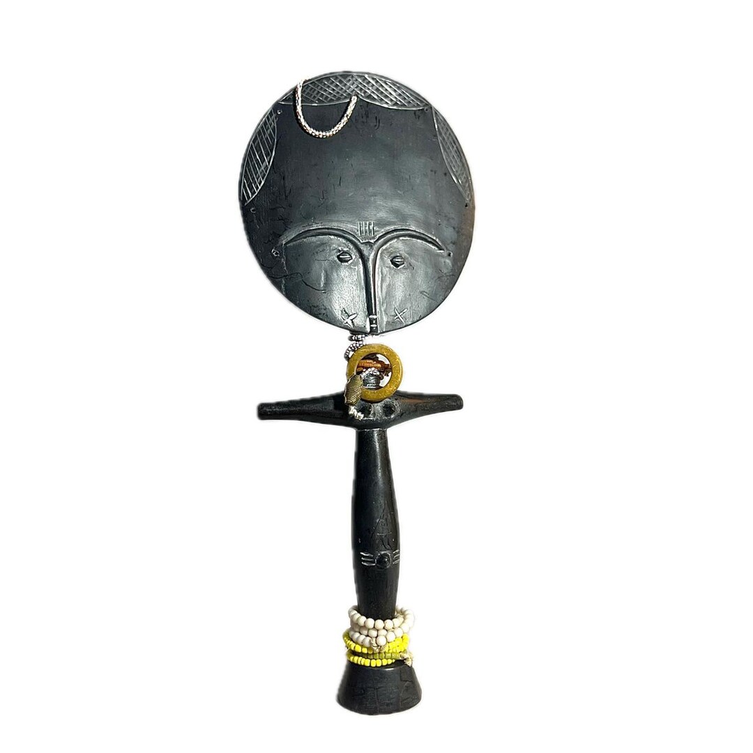 Large African Akuaba Doll Hand Carved Wood Fertility Sculpture Beaded ...